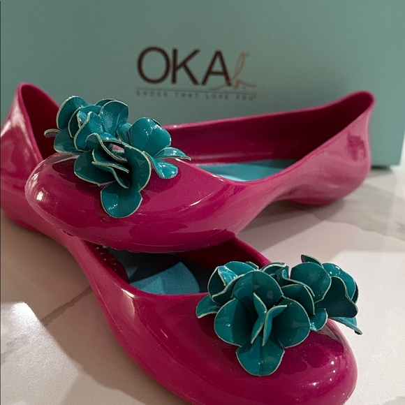OKA b. | Shoes | Oka B Pink And Teal Floral Flats | Poshmark